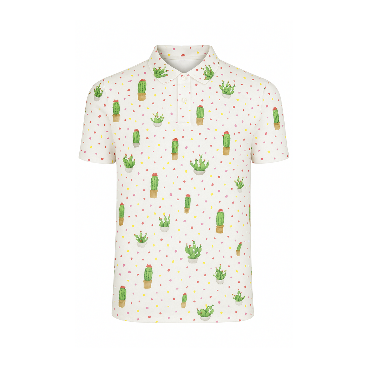 Men's Stretchable Cactus Print Golf Polo - White – golfbuyindia